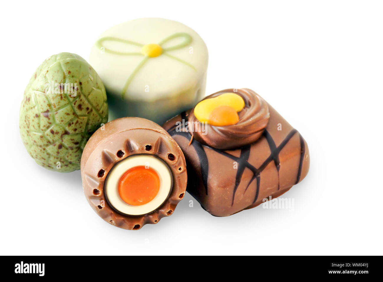 Fancy and funny shape Easter theme praline chocolates with a pine cone ...