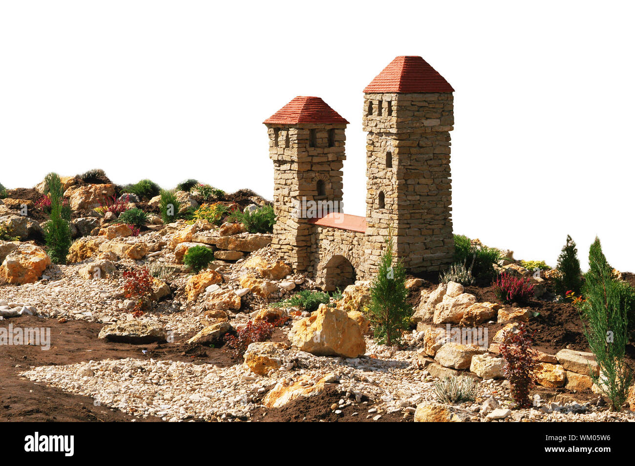 Layout of an ancient fortress with towers isolated on a white ...