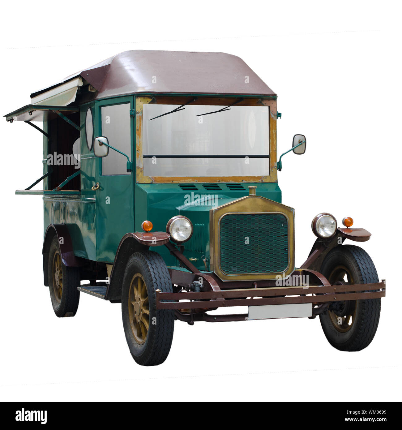 Old classic van isolated on white background Stock Photo - Alamy