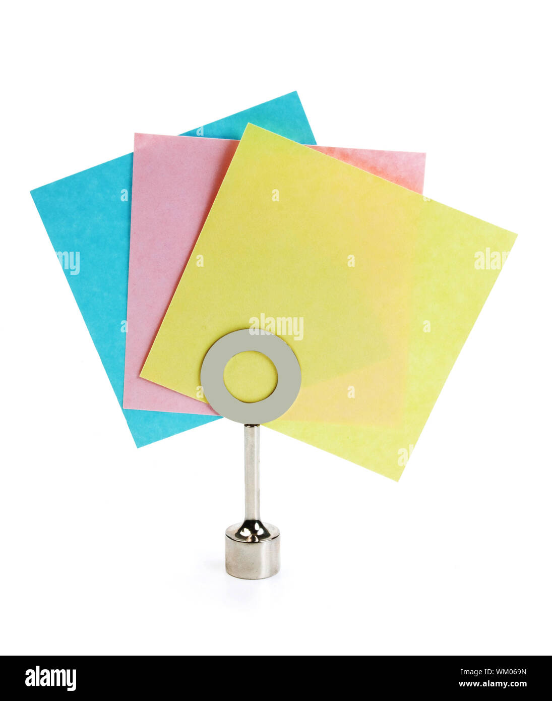 Paper notes on a stand Isolated on white background Stock Photo - Alamy