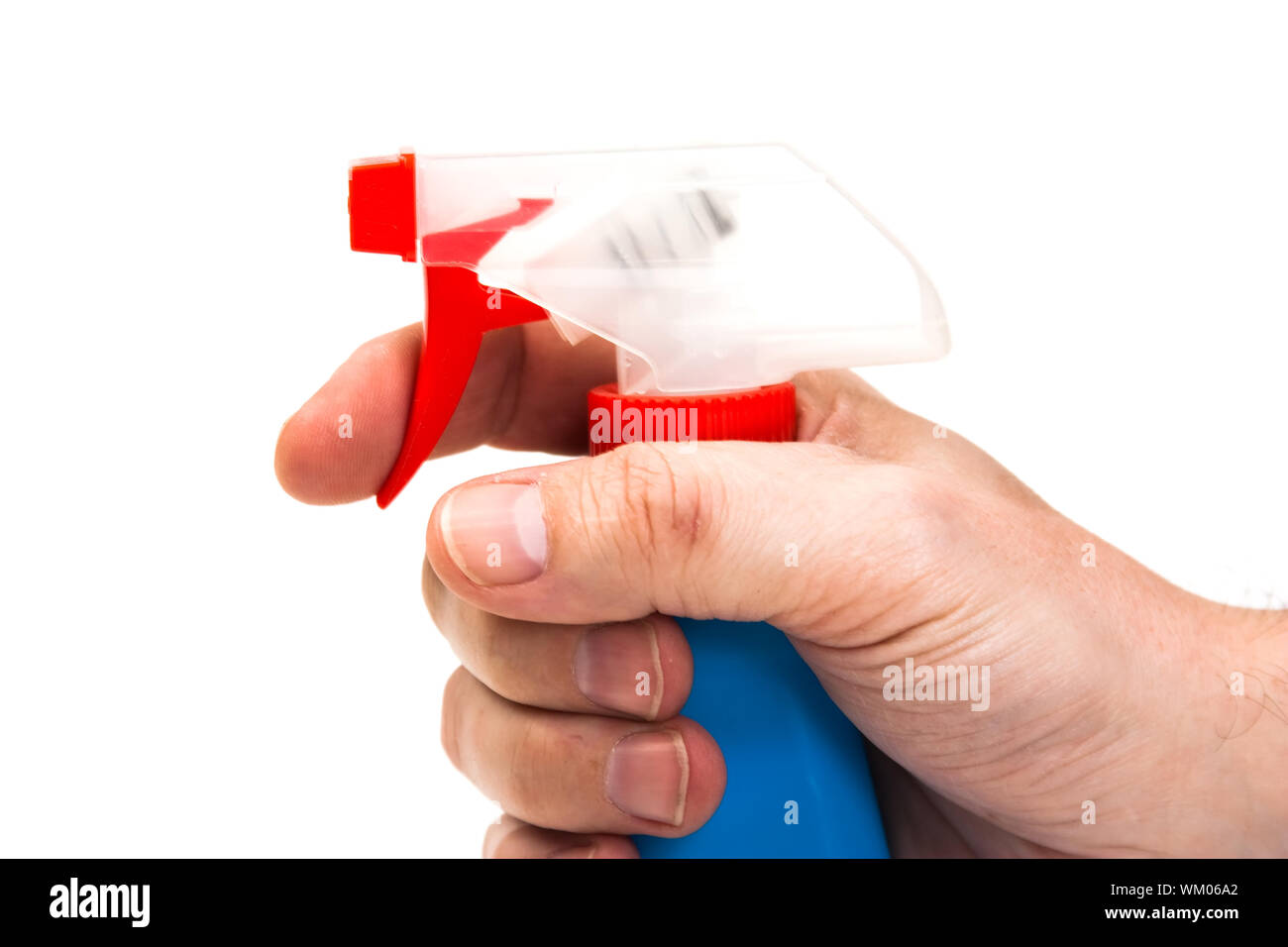 sprayer in hand isolated on white background Stock Photo - Alamy
