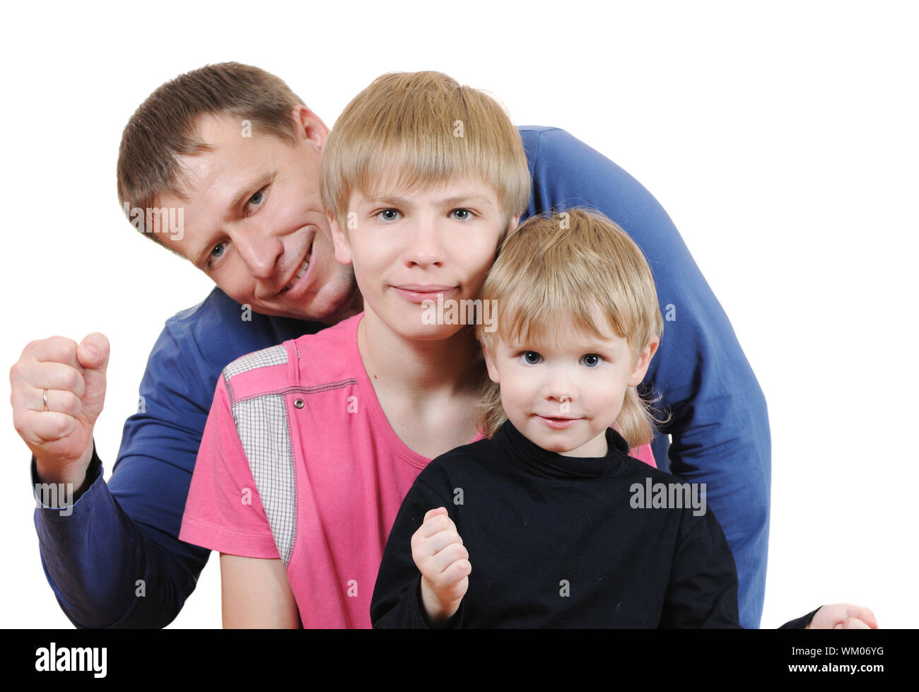 The father with two sons isolated on white background Stock Photo - Alamy