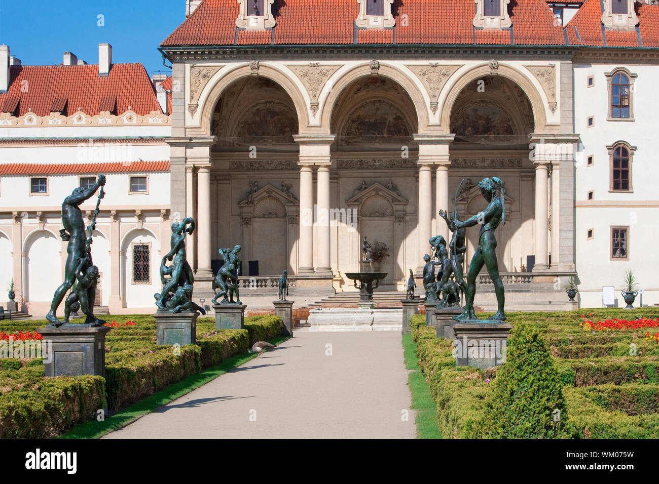 prague, czech republic - baroque wallenstein garden at mala strana ...