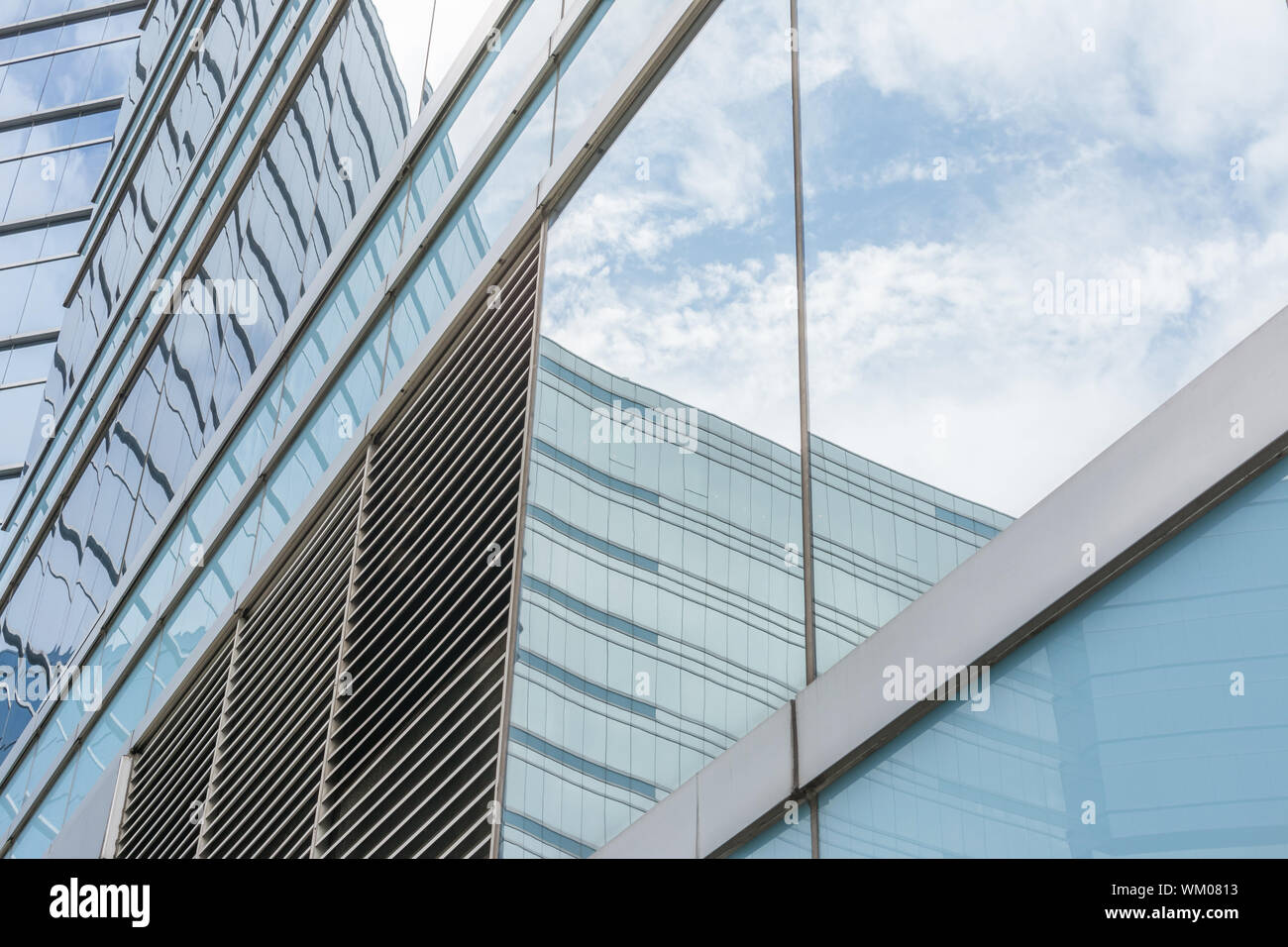 Office glass windows with beautiful reflection in Hong Kong, Asia Stock ...