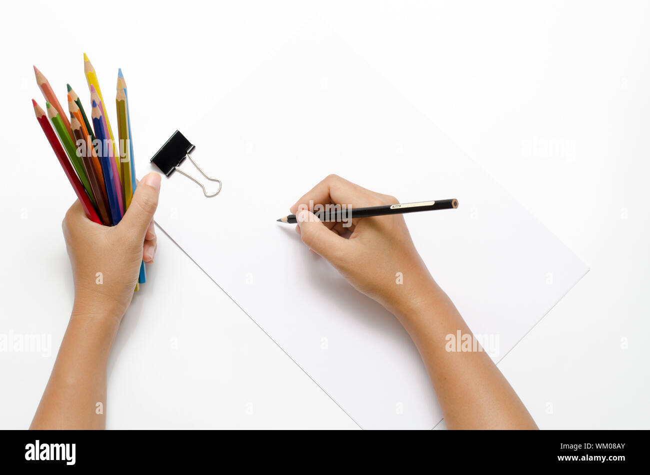 hand writing on blank paper Stock Photo - Alamy