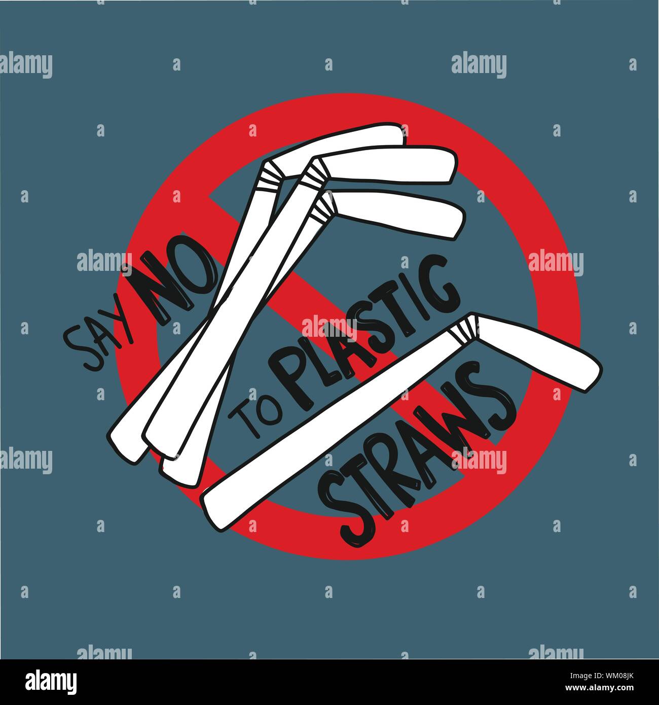 Say no to plastic straws cartoon vector illustration Stock Vector Image ...