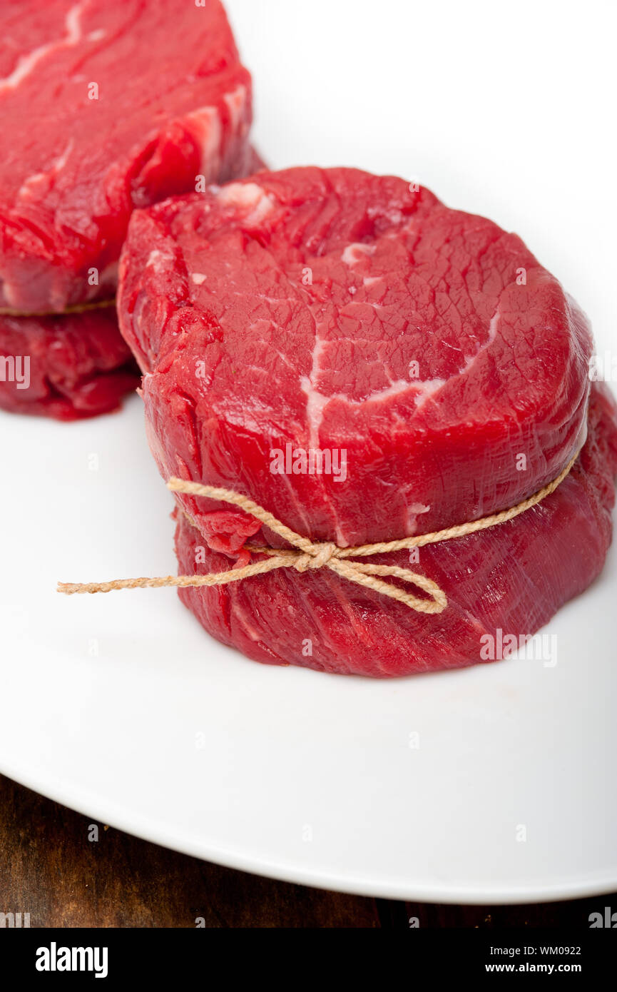 fresh raw beef filet mignon cut ready to cook Stock Photo - Alamy