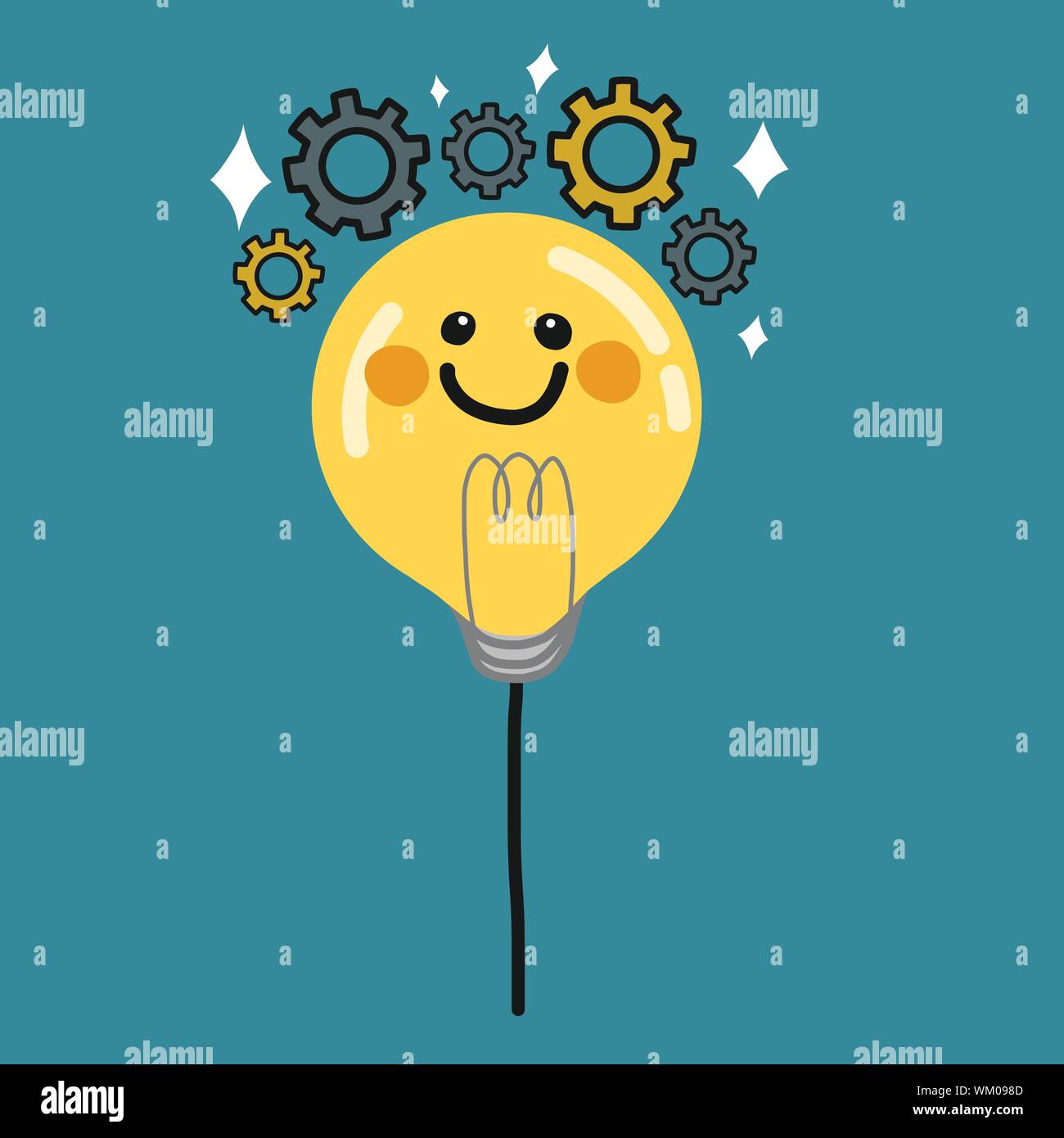 Light bulb smile face balloon and gears vector illustration, business ...