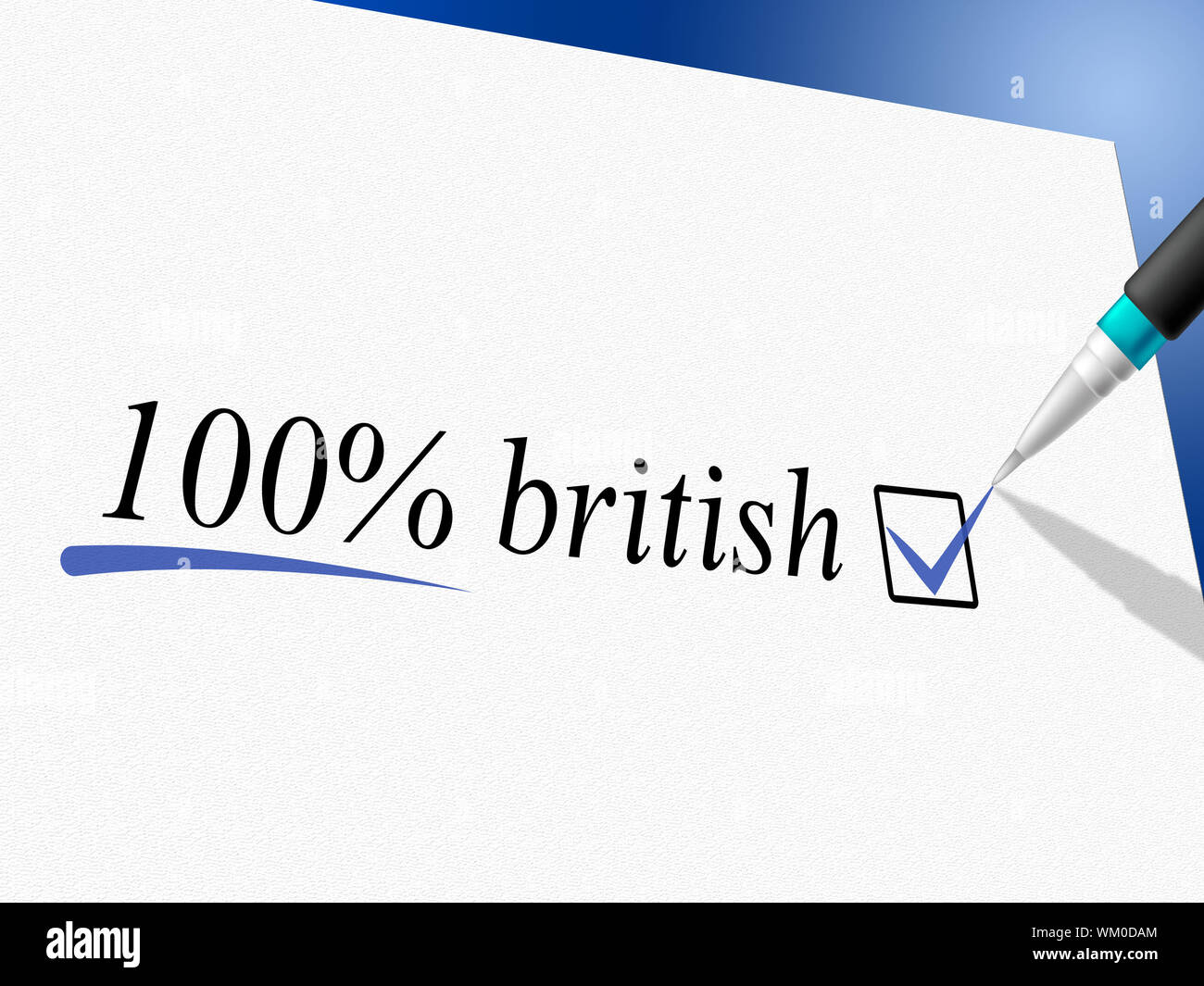 Hundred Percent British Meaning Great Britain And England Stock Photo ...