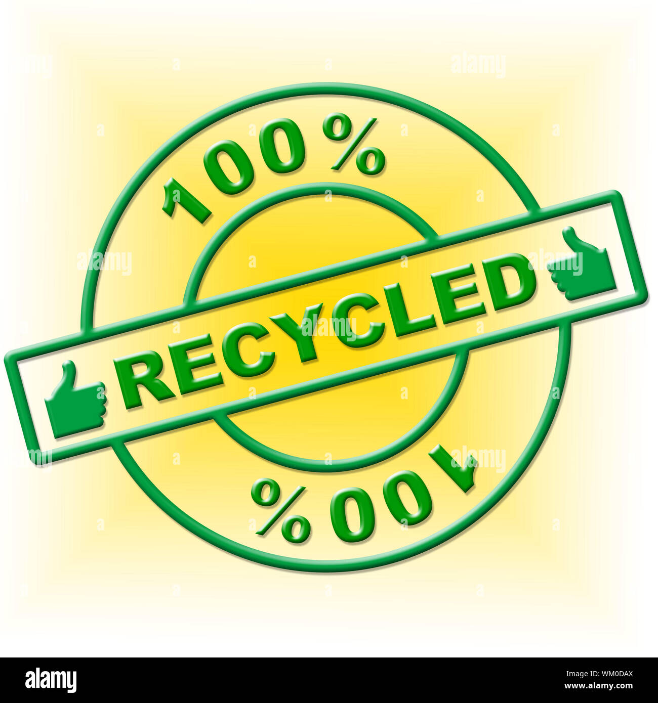Hundred Percent Recycled Showing Go Green And Renewable Stock Photo - Alamy