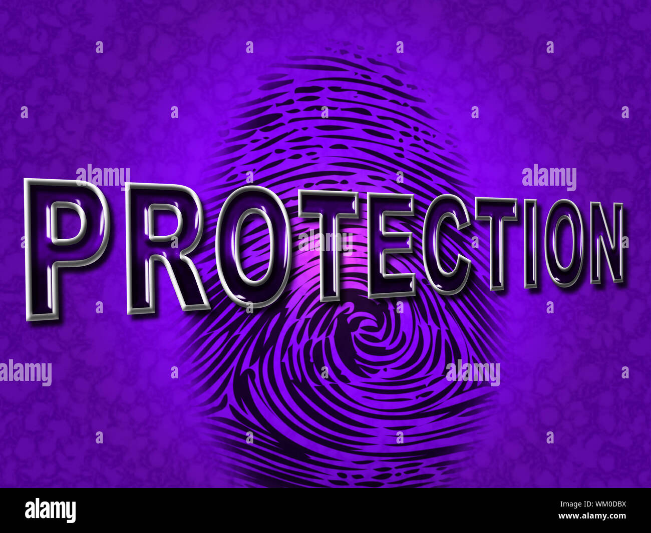 Protection Fingerprint Indicating Secure Privacy And Protecting Stock ...