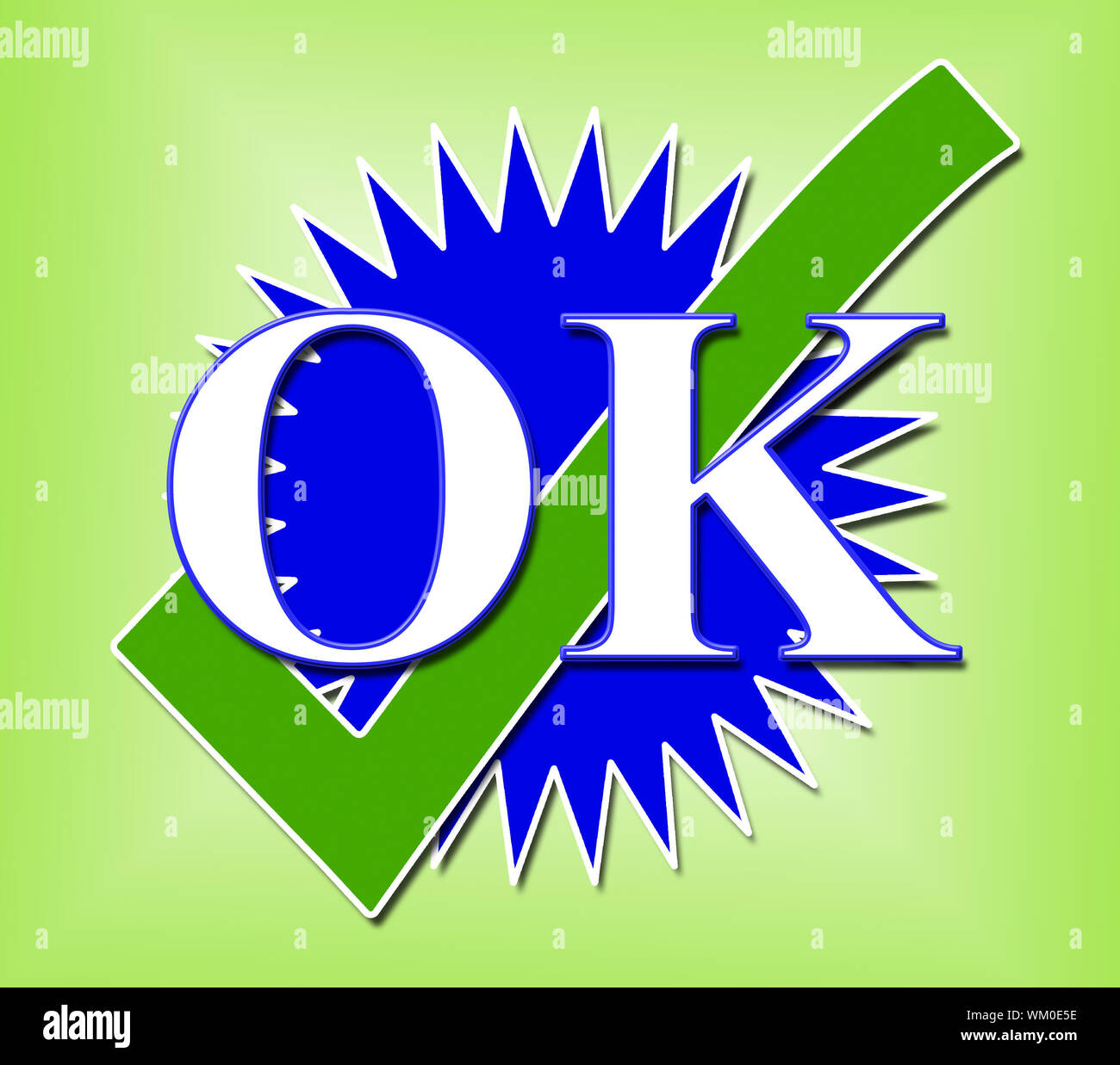 Ok Tick Indicating All Right And Approved Stock Photo - Alamy