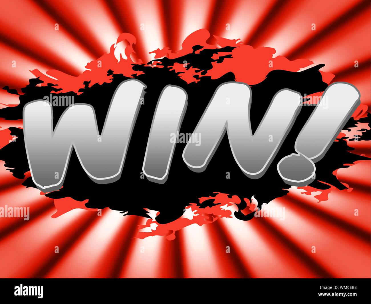 Win Sign Representing Successful Placard And Prevail Stock Photo - Alamy