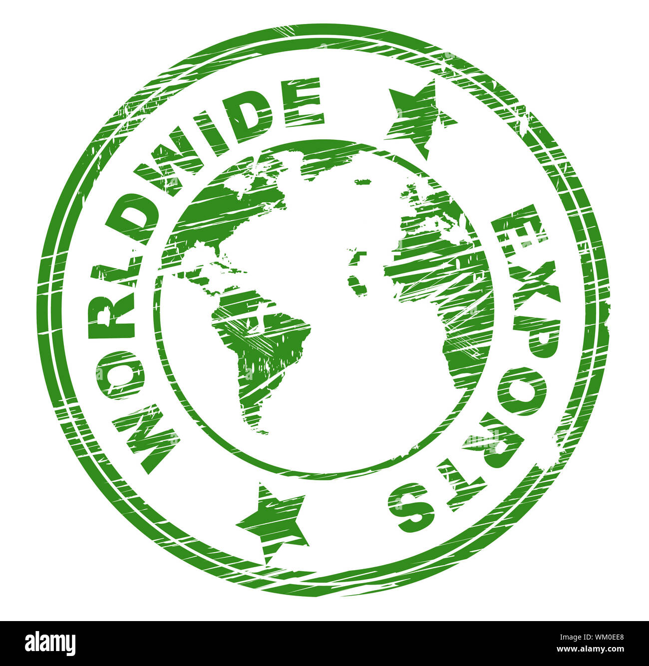 Worldwide Exports Meaning Sell Overseas And Earth Stock Photo - Alamy