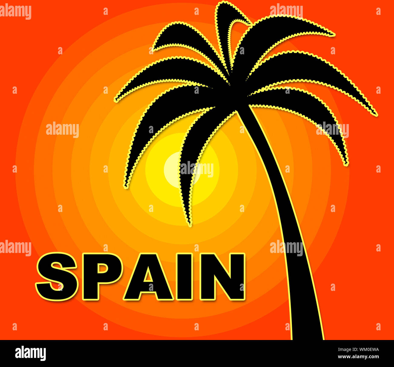 Spanish Holiday Representing Go On Leave And Summer Time Stock Photo ...