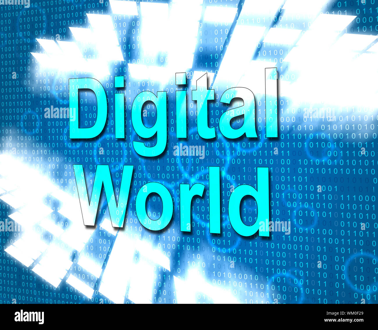 Digital World Meaning Hi Tech And Hi-Tech Stock Photo - Alamy