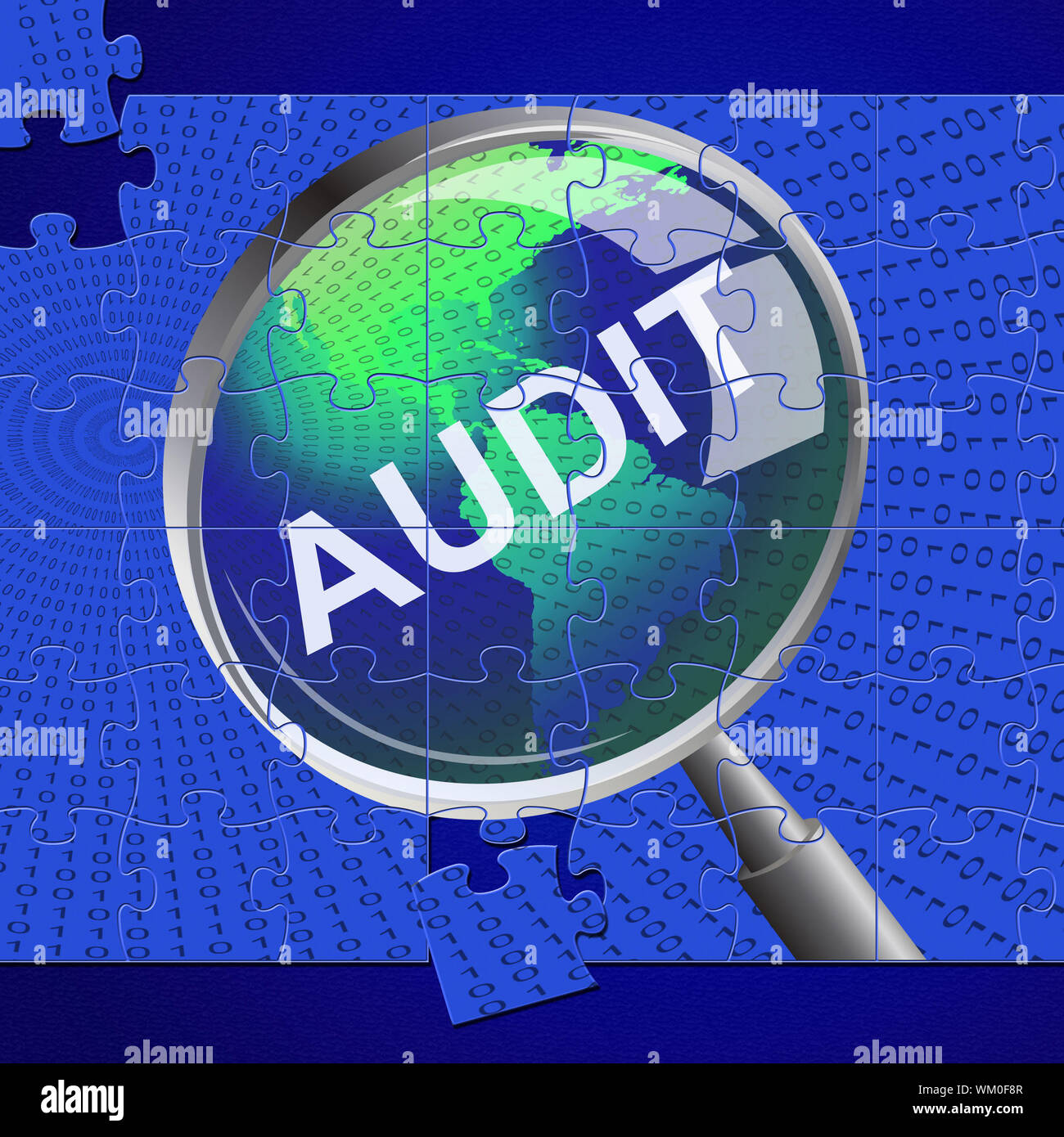 Audit Magnifier Showing Searches Auditing And Inspect Stock Photo - Alamy
