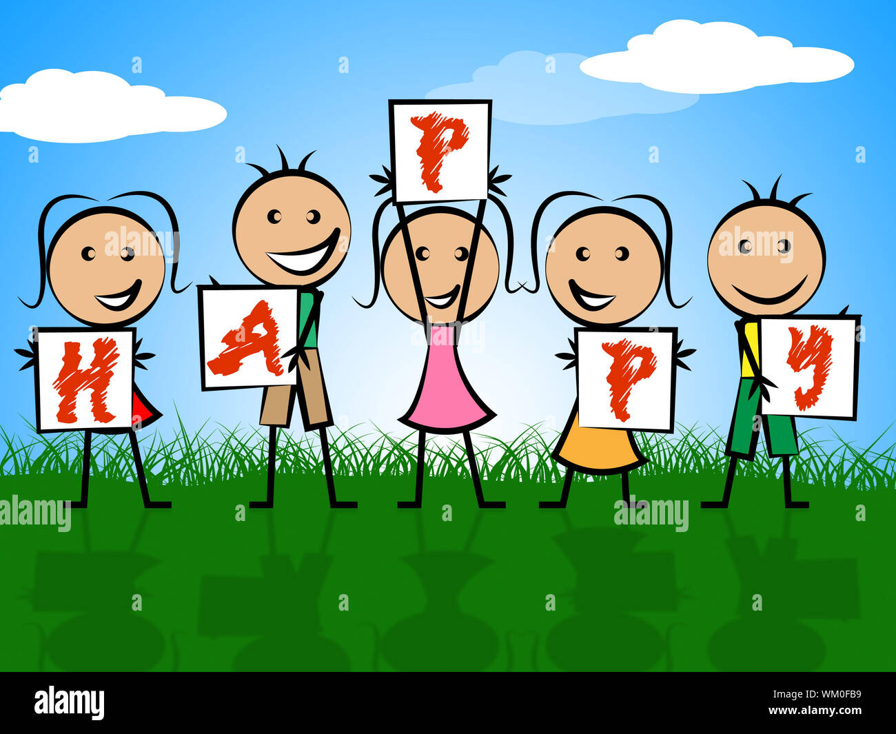 Happy Kids Representing Childhood Children And Happiness Stock Photo ...