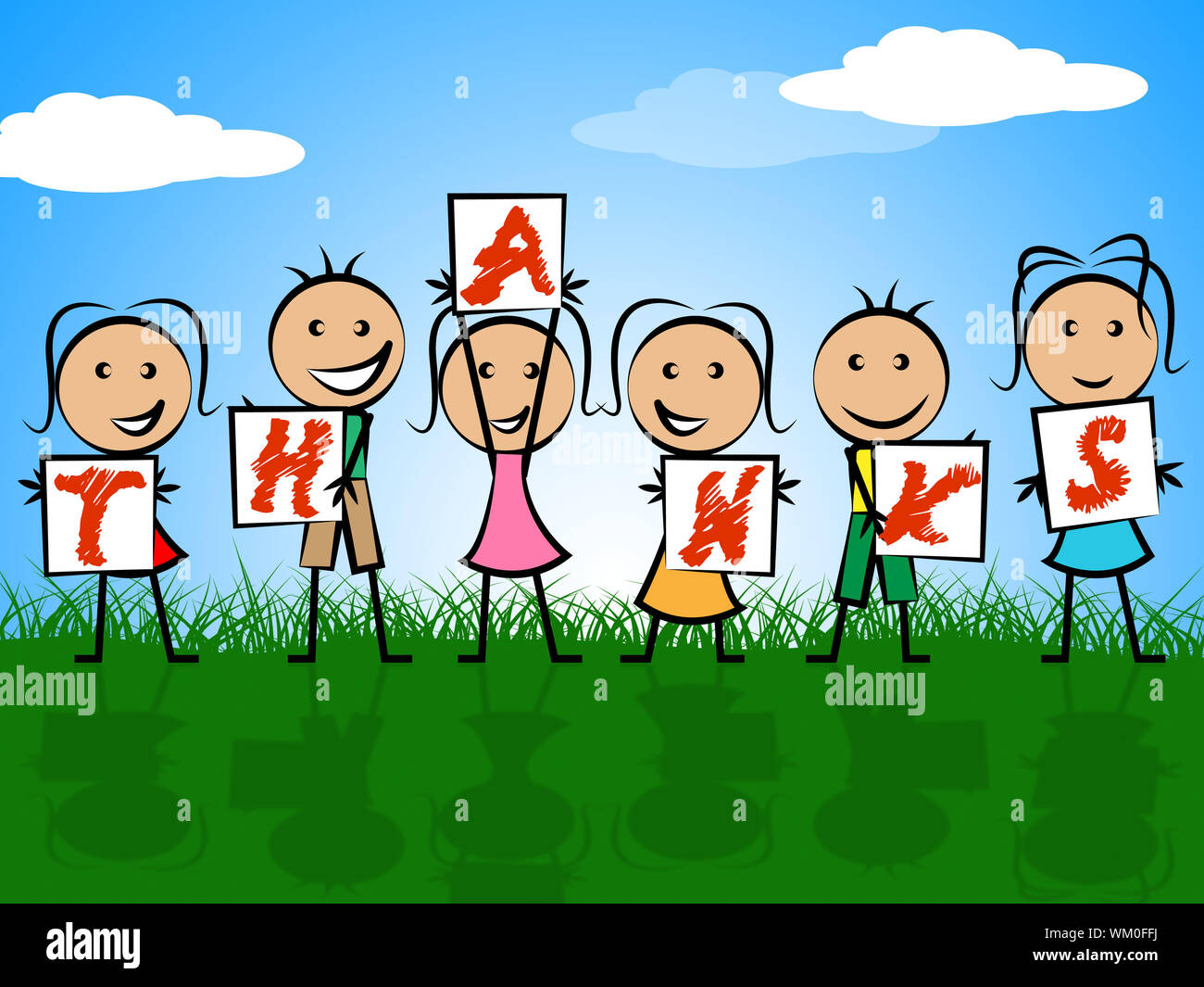 Kids Thanks Representing Gratitude Youth And Childhood Stock Photo - Alamy
