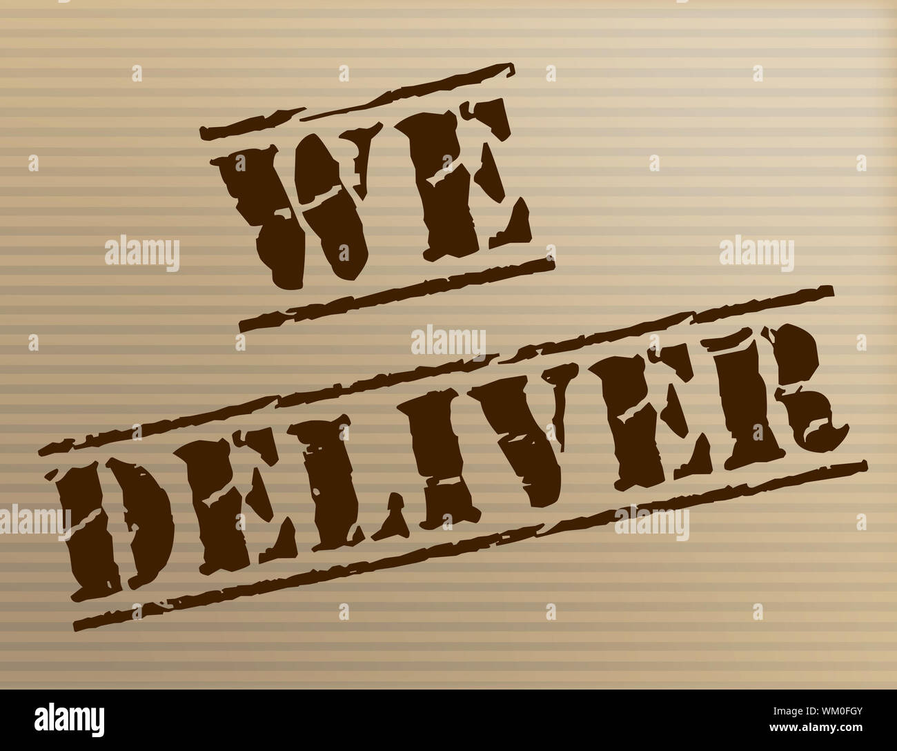 We Deliver Meaning Mark Imprint And Parcel Stock Photo - Alamy