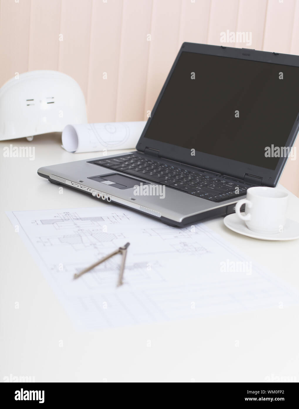 Office modern light workplace of engineer with the laptop Stock Photo ...