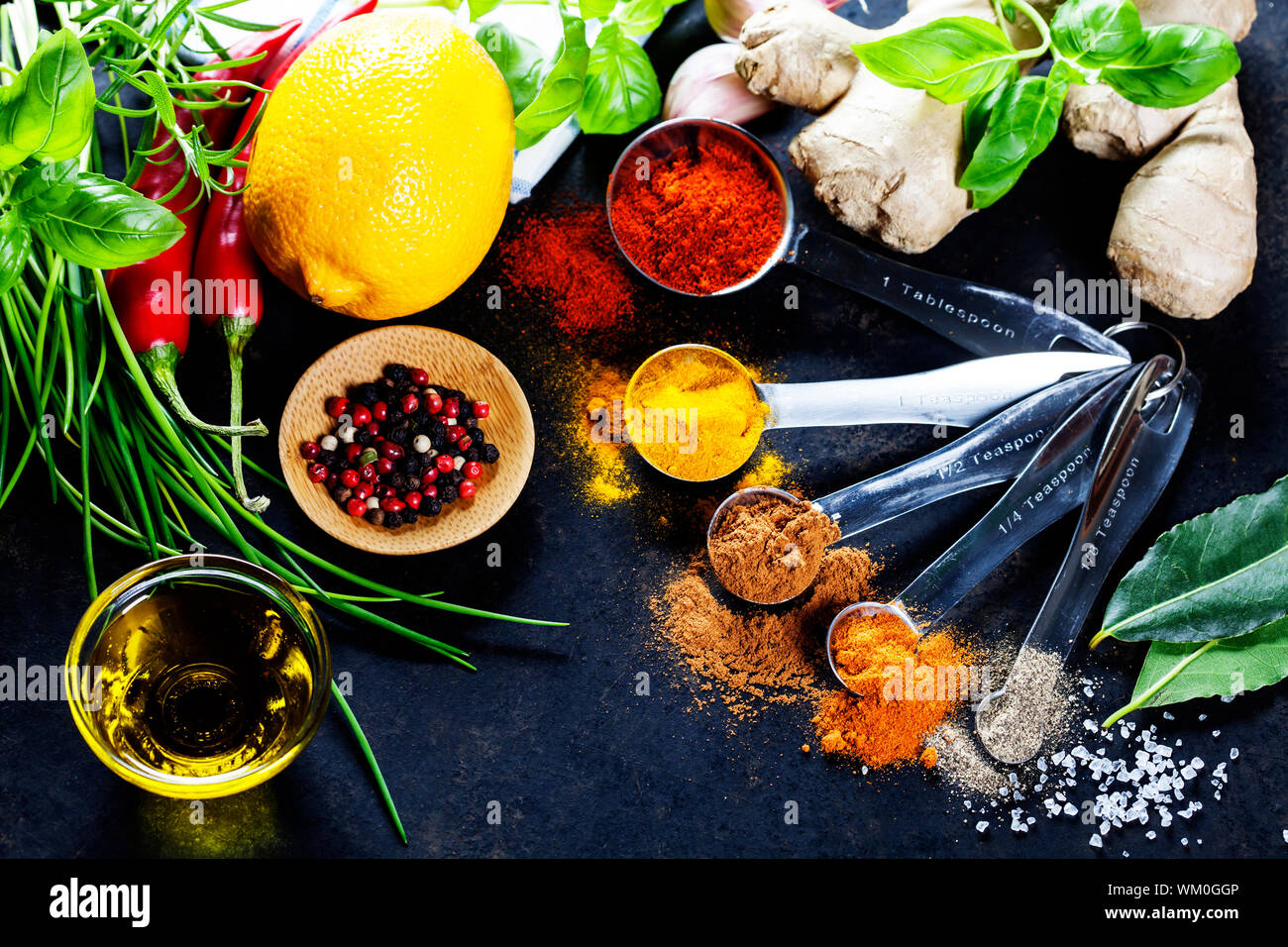 Herbs and spices selection Stock Photo - Alamy