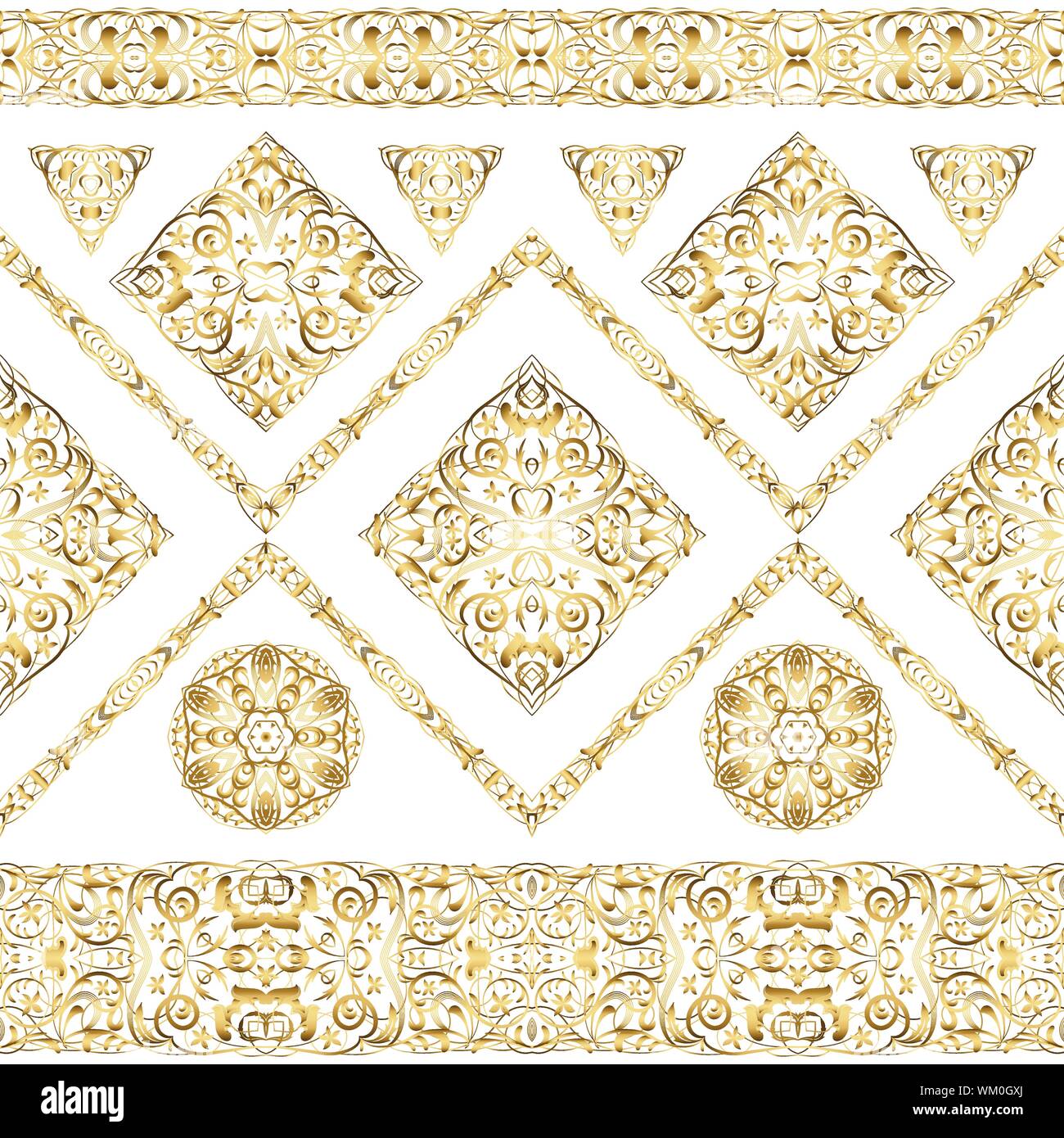 Seamless ethnic patterns for border. Repeated oriental motif for fabric ...