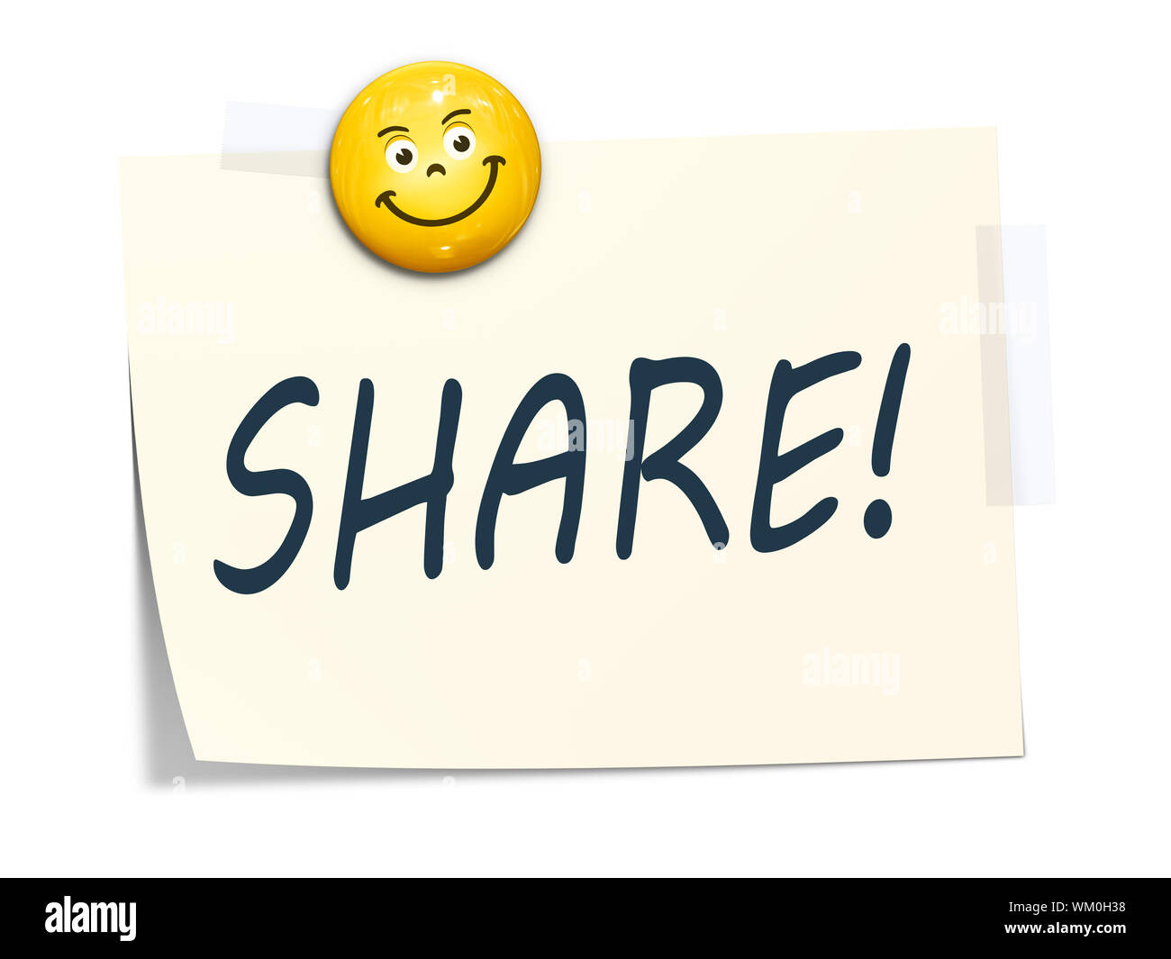 A sticky paper with the message share Stock Photo - Alamy
