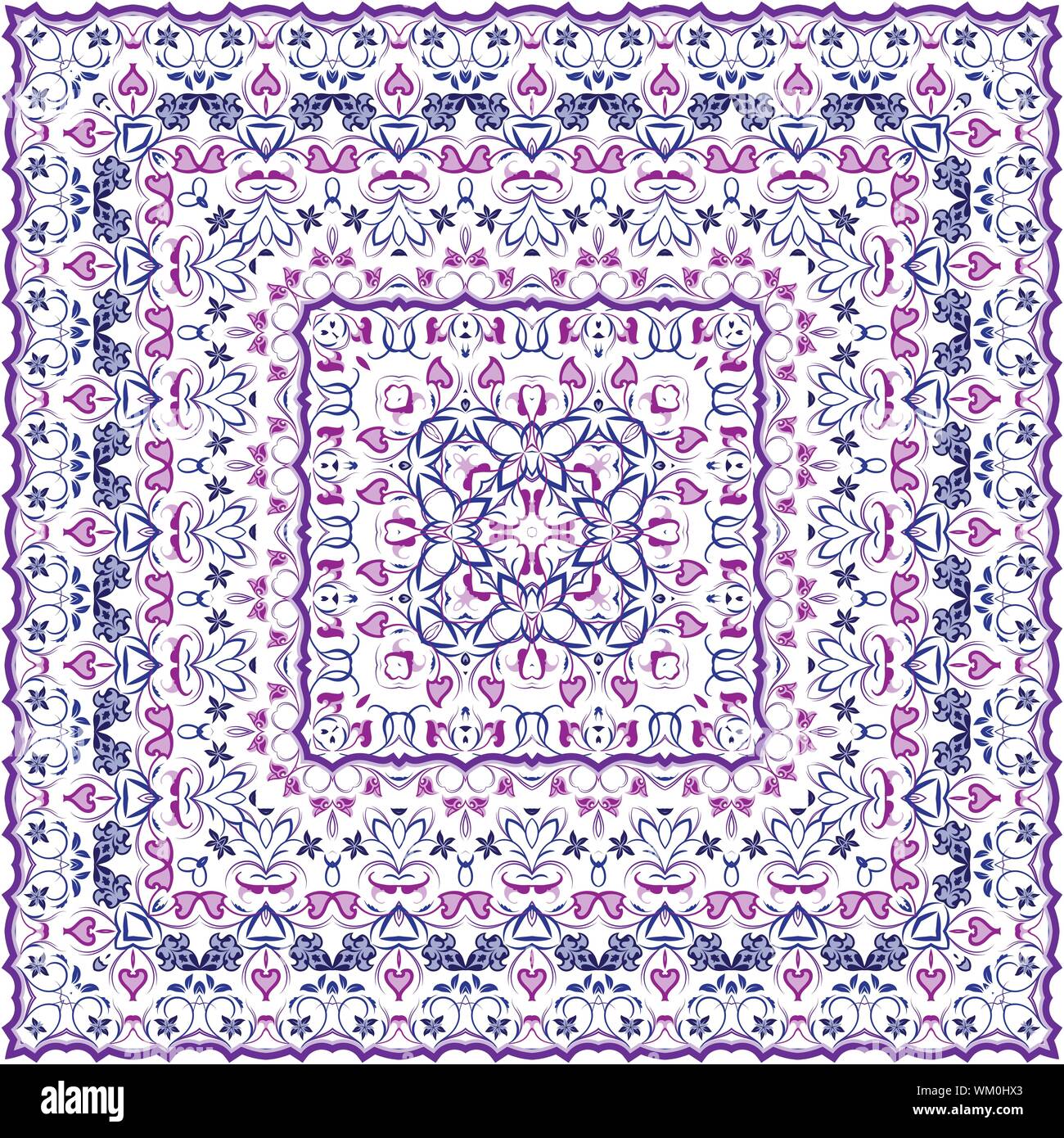 Square arabic pattern for the silk scarf, scarf, printing factory ...