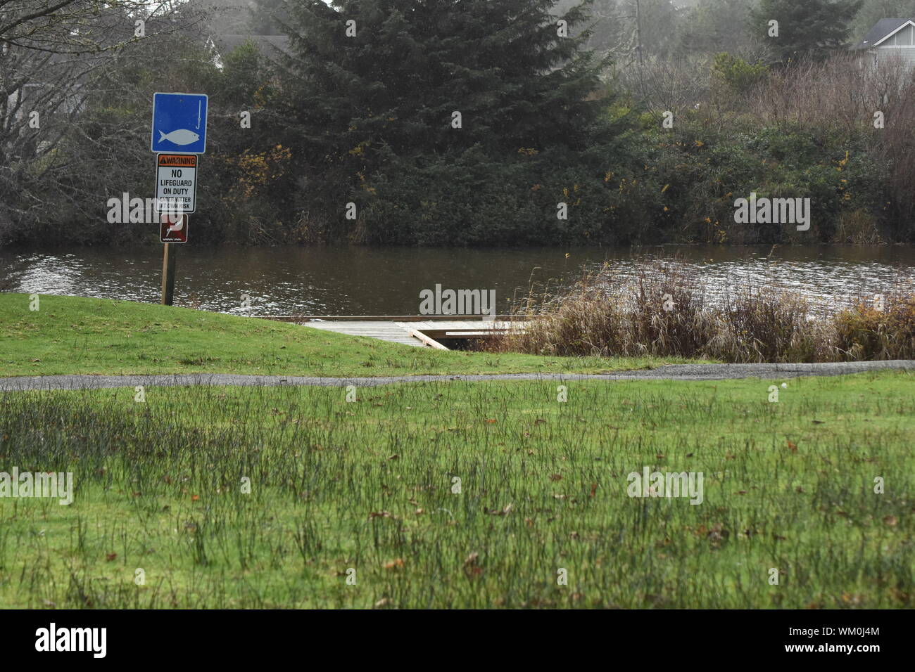 Information Sign On Lakeshore Stock Photo - Alamy