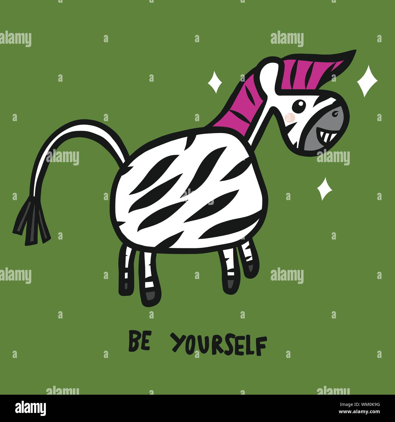 Punk zebra be yourself cartoon vector illustration Stock Vector Image ...
