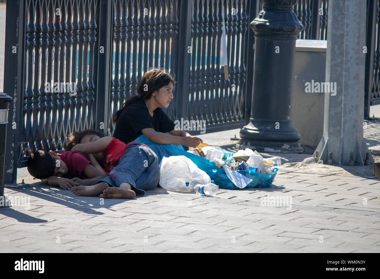 Eminonu, Istanbul, Turkey - July 29, 2019:Homeless children living on ...