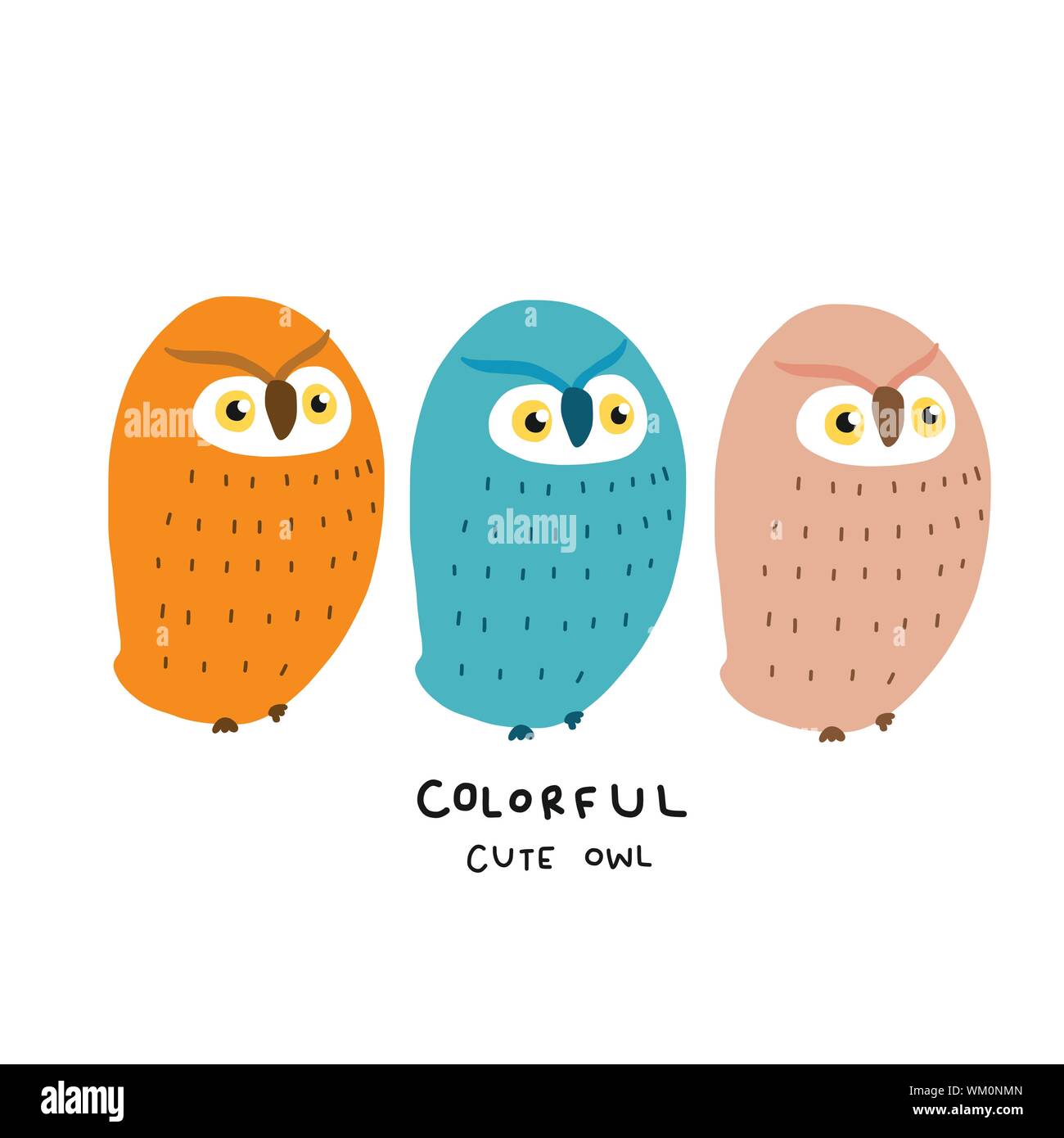 Cute Colorful Cartoon Owls