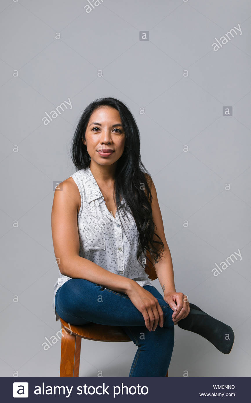 Portrait confident, smiling woman Stock Photo - Alamy Portrait confident, smiling woman Stock Photo - Alamy