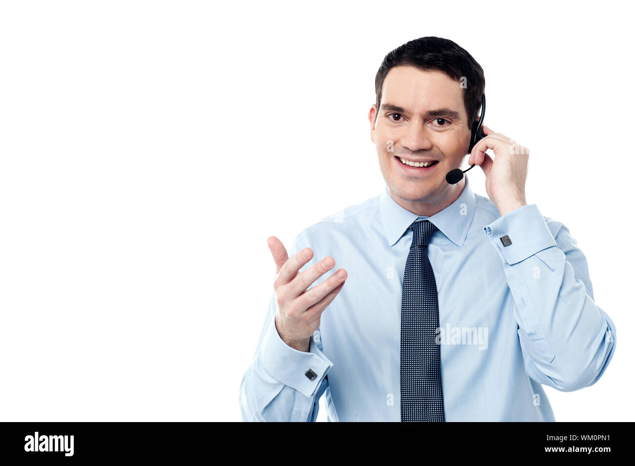 Happy middle aged customer support executive Stock Photo - Alamy