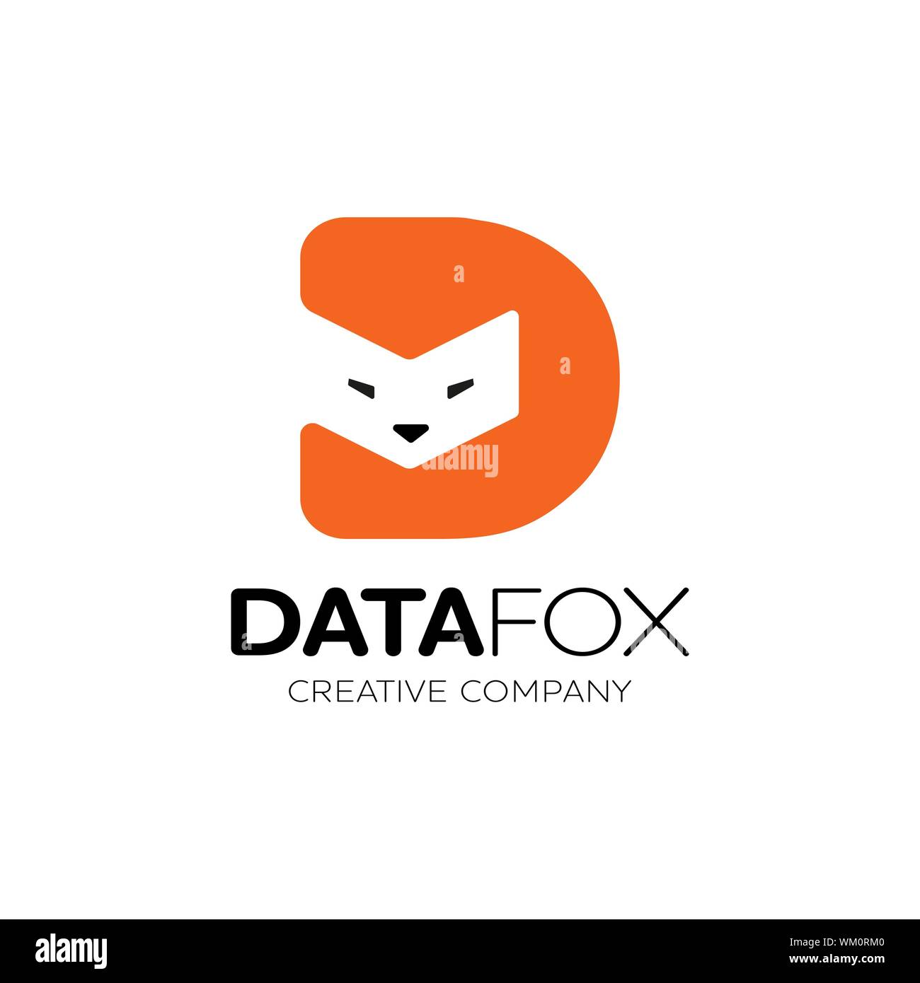 Fox data logo illustration. Head fox with share icon in letter d Stock ...