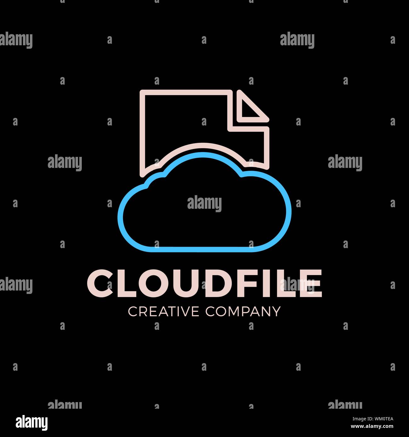 Cloud file logotype storage with document or folder icon Stock Vector ...
