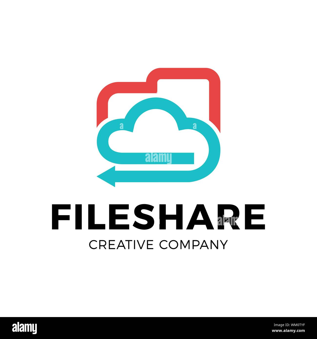Cloud File share Tech Logo template Design with folder and arrow Stock ...
