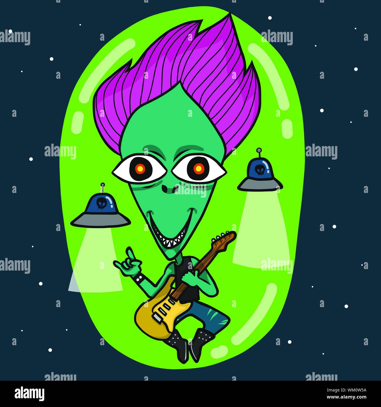 Monster playing electric guitar Stock Vector Images - Alamy