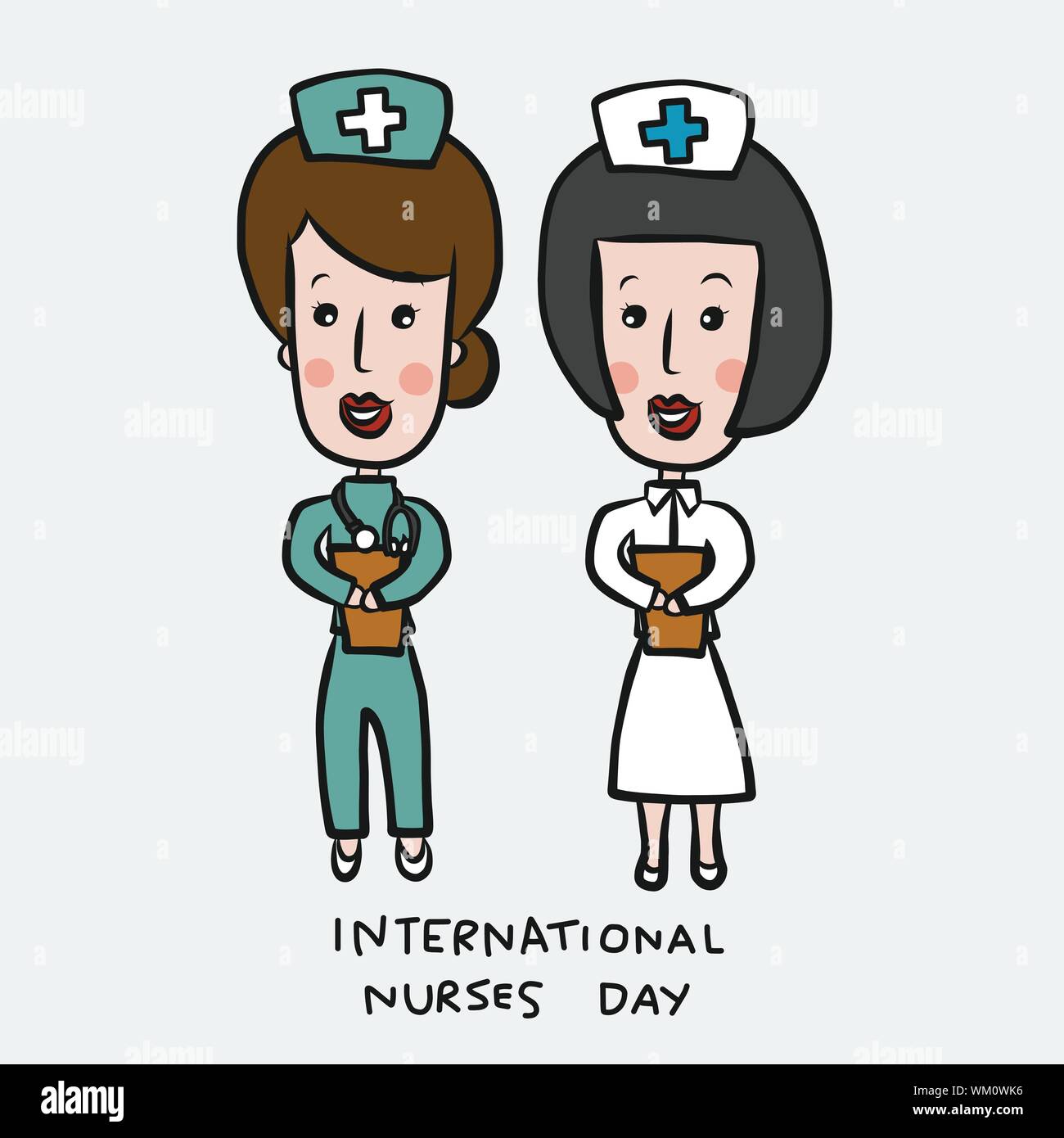 International nurses day cute cartoon doodle vector illustration Stock ...