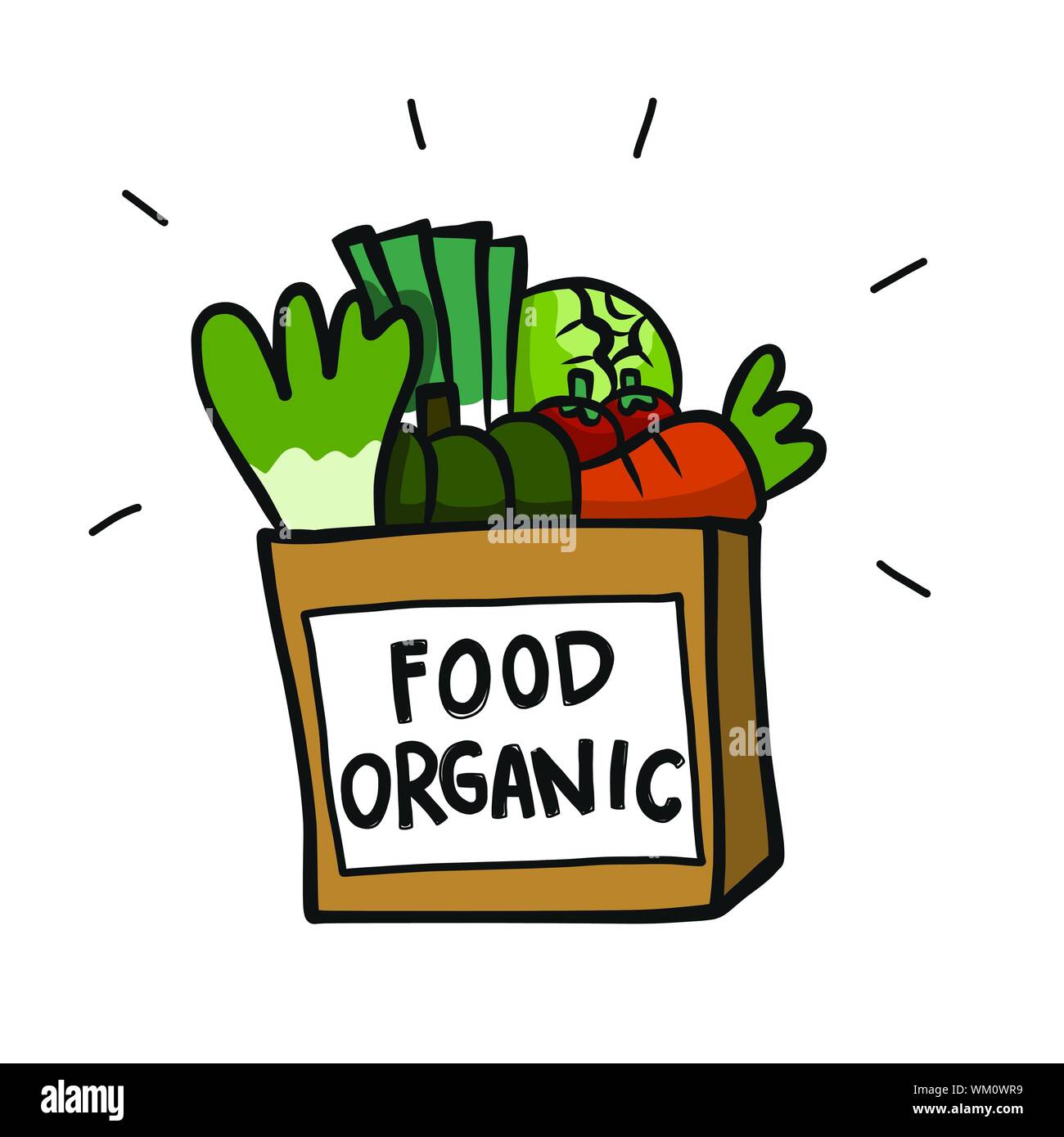 Food organic vegetable in paper bag cartoon vector illustration Stock ...