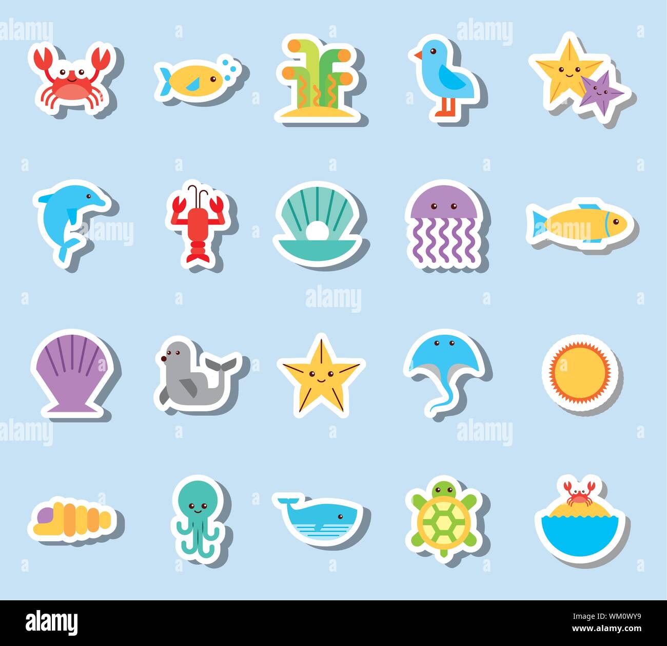 bundle of sea life animals icons Stock Vector Image & Art - Alamy