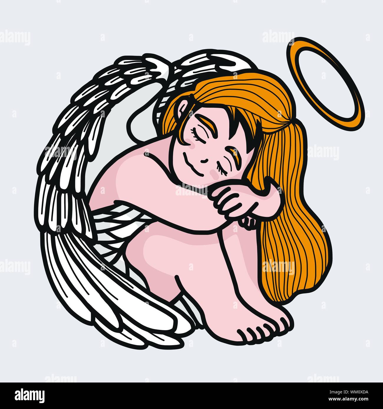 Beautiful Angel prayer cartoon vector illustration Stock Vector Image ...