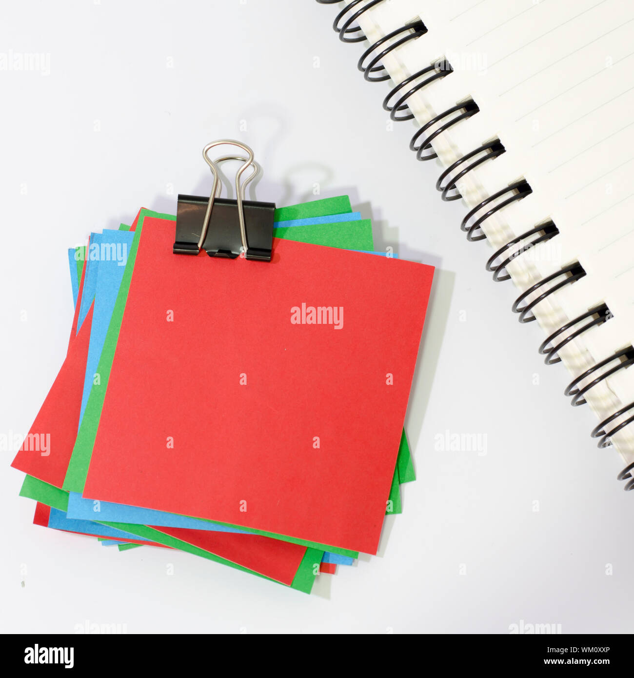 group of colorful paper note with notebook Stock Photo - Alamy