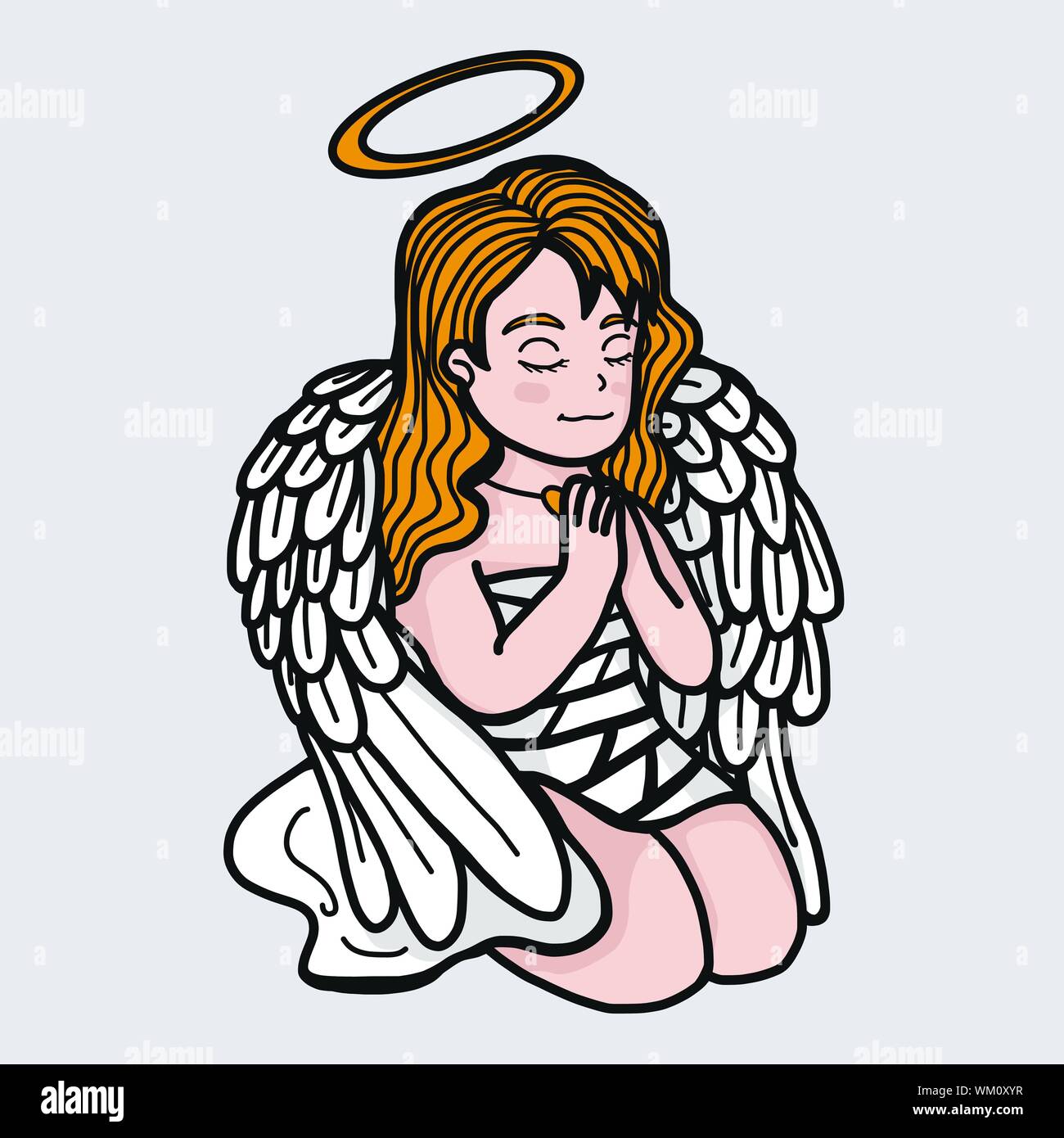 Beautiful Angel prayer cartoon vector illustration Stock Vector Image ...