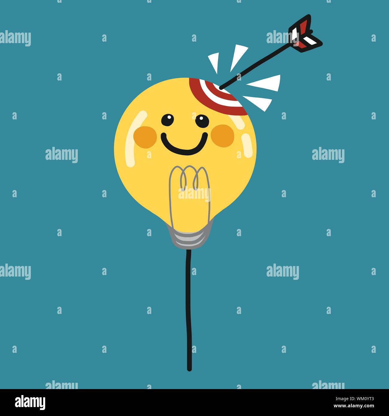 Light bulb smile face balloon and arrow target vector illustration ...