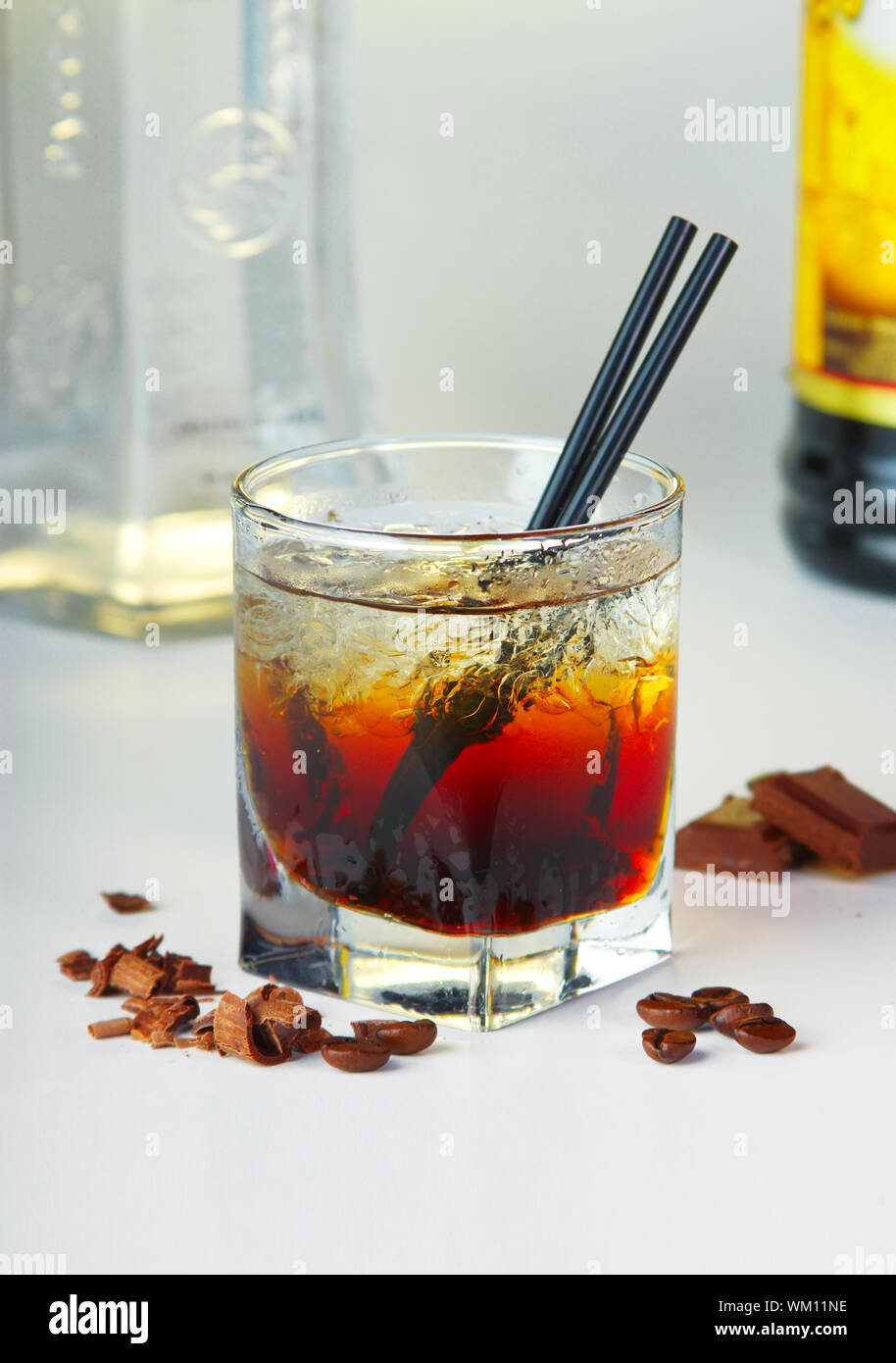 Coffee cocktail with vodka and liqueur Stock Photo - Alamy