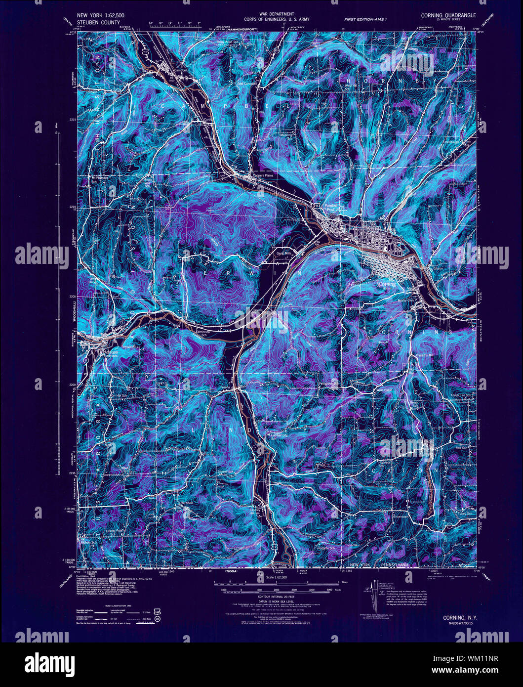 Map of corning new york hi-res stock photography and images - Alamy