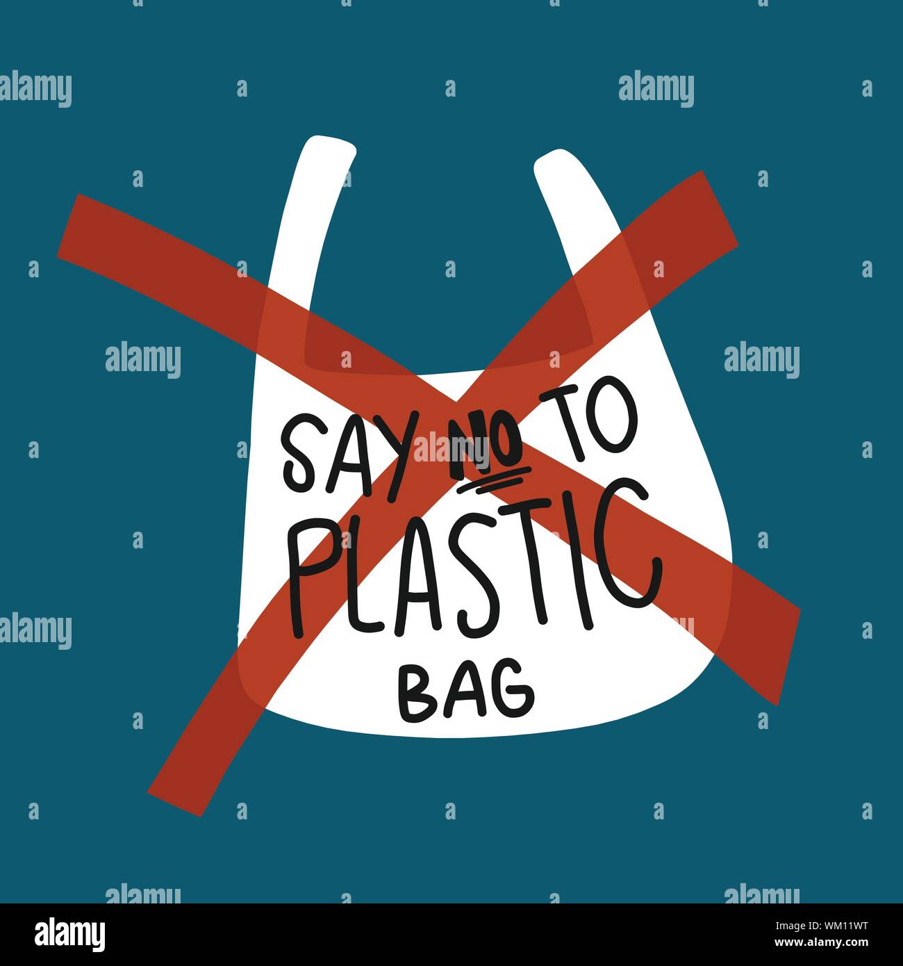 Say no to plastic bag vector illustration environment concept Stock ...
