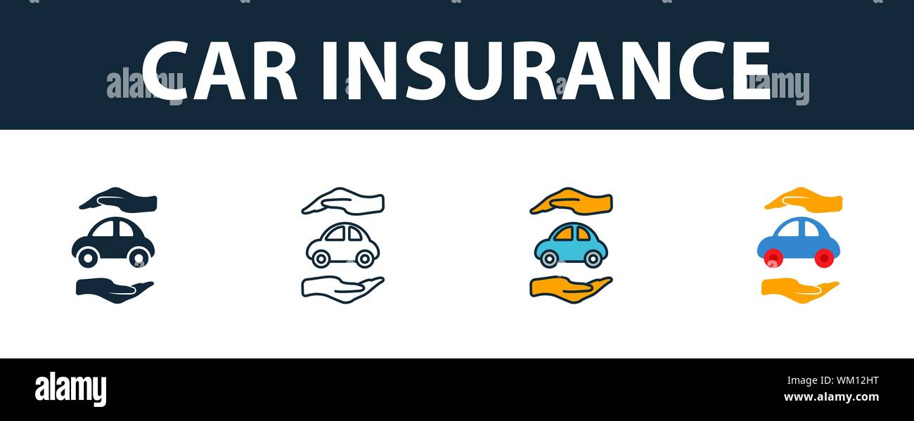 Car Insurance icon set. Four elements in diferent styles from insurance ...